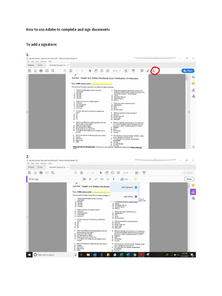 How To Use Adobe To Complete and Sign Documents To Add A Signature: 1 ...
