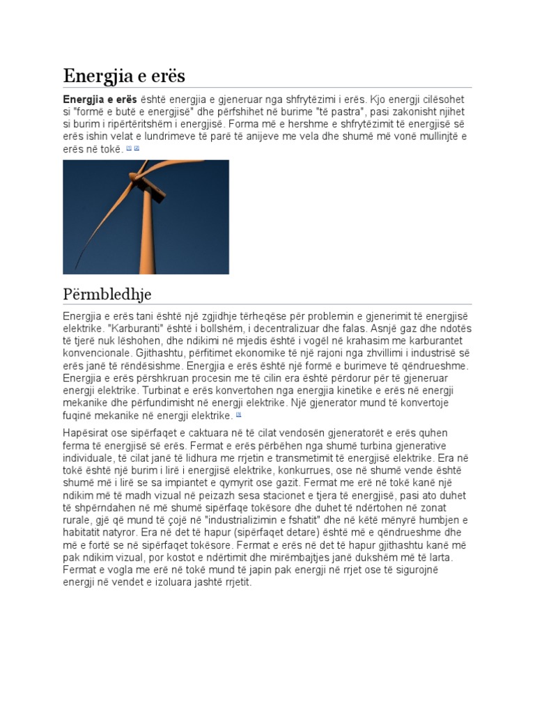 Energjia e Erës | PDF