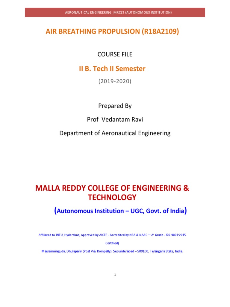 Air Breathing Propulsion | PDF | Jet Engine | Engines