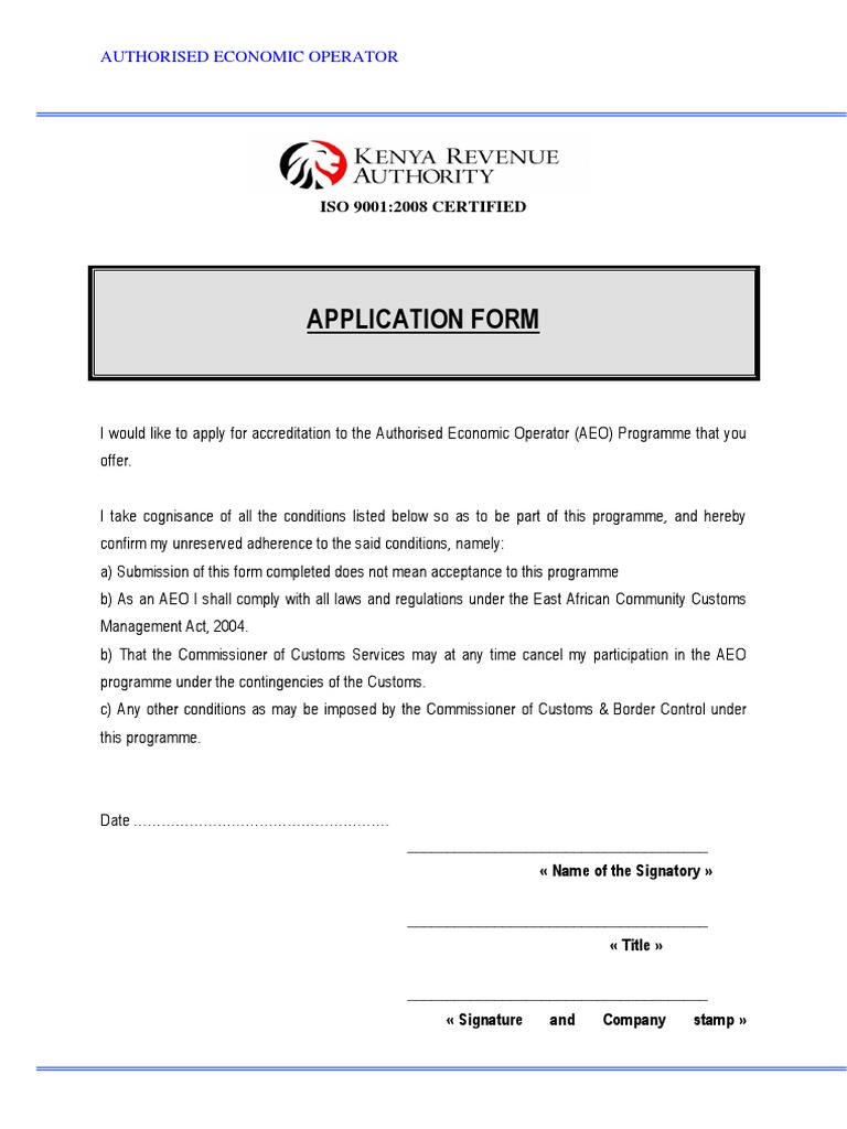 AEO Application Form | PDF | Bankruptcy | Customs