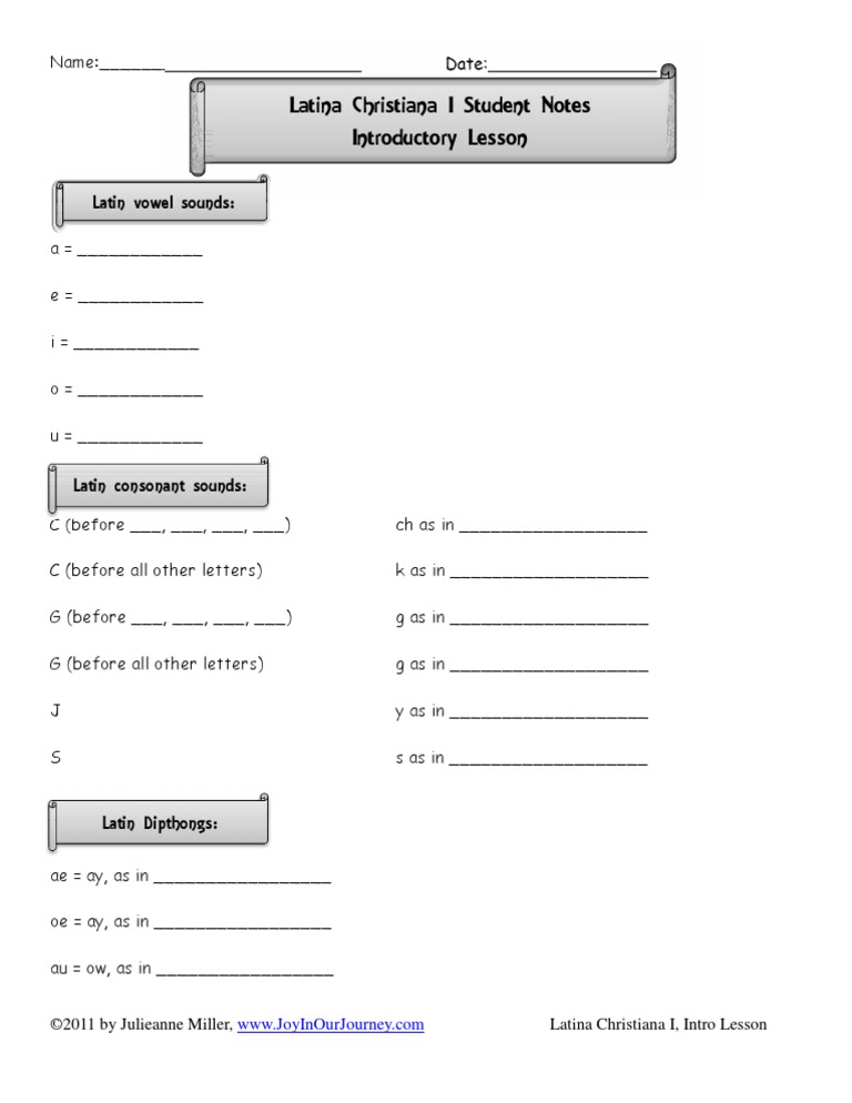 Latina Christiana I - Lesson Intro Student Notes | PDF | Language Arts ...