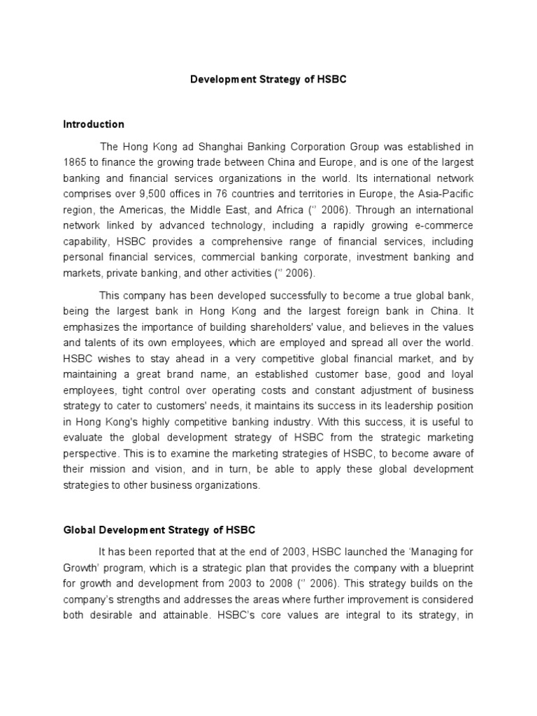 Development Strategy of HSBC | PDF | Hsbc | Brand