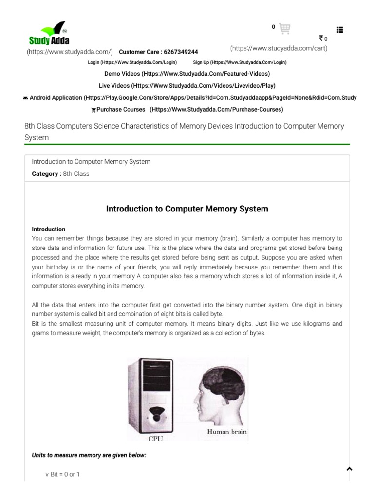 Computer Unit1 Types of Memory | PDF | Computer Data Storage | Random Access Memory
