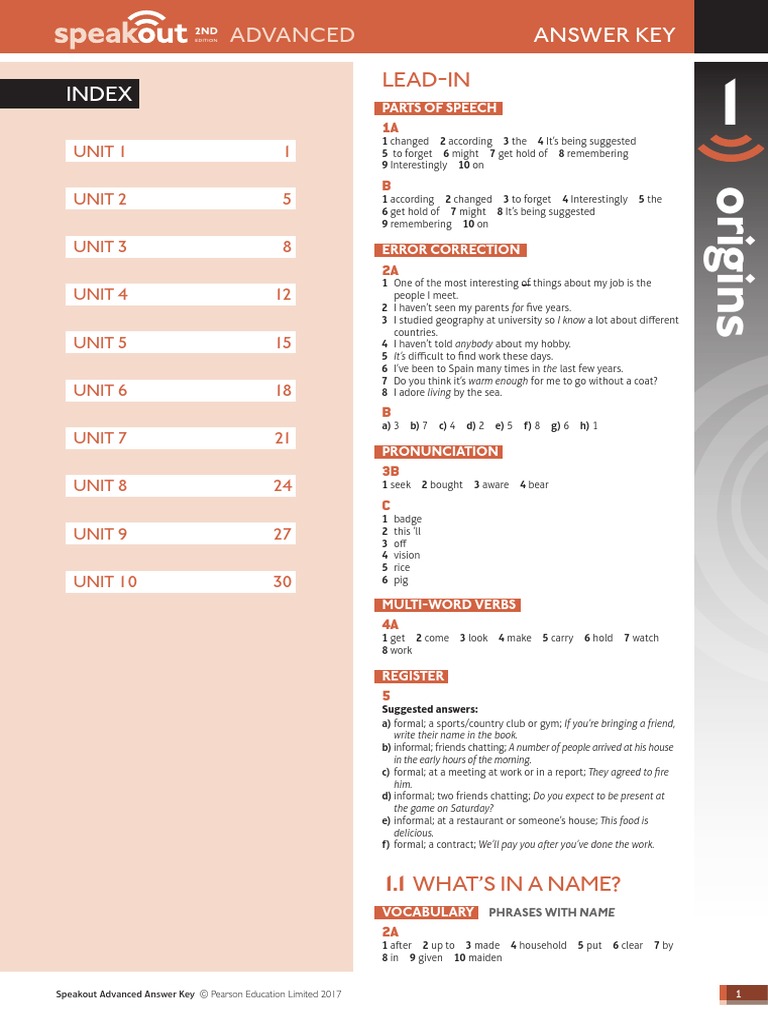 Speakout 2e Student Book Answer Keys Advanced | PDF Speakout 2e Student Book Answer Keys Advanced | PDF