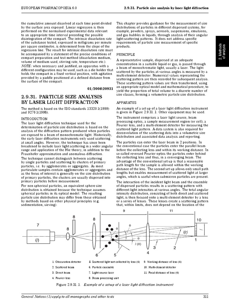 2.9.31. Particle Size Analysis by Laser Light Diffraction 20931e | PDF ...