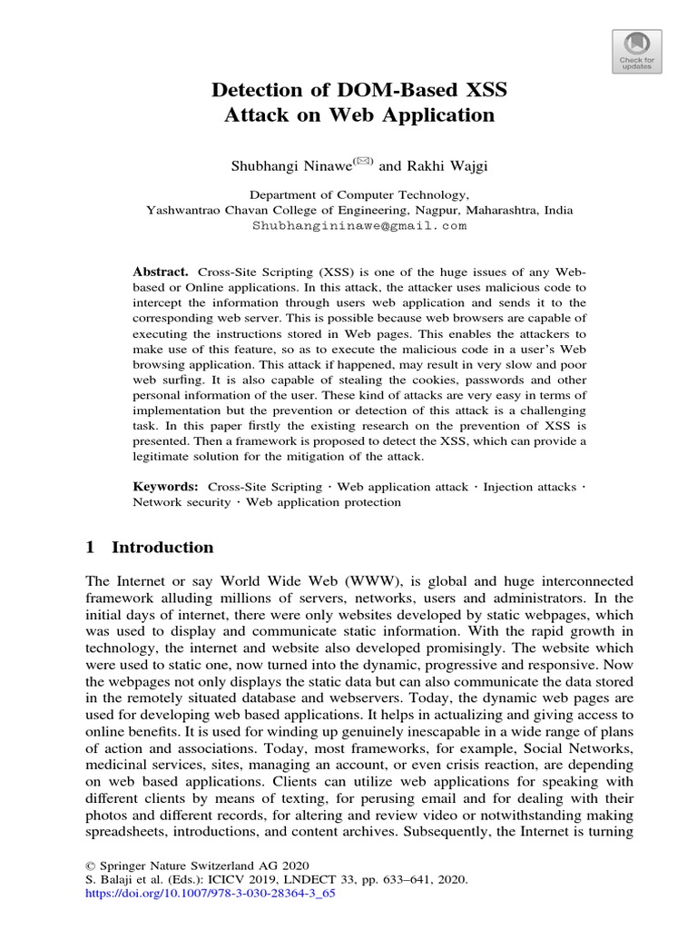 Detection of DOM-Based XSS Attack On Web Application | PDF | World Wide ...