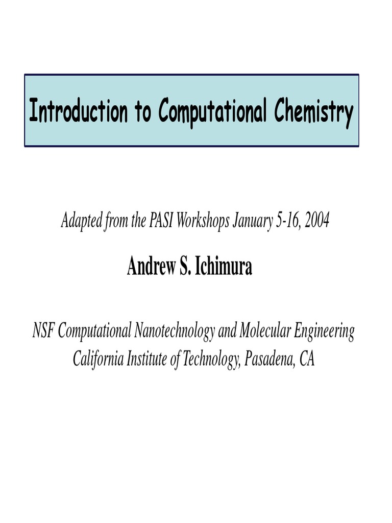 Introduction To Computational Chemistry: Andrew S. Ichimura | PDF ...