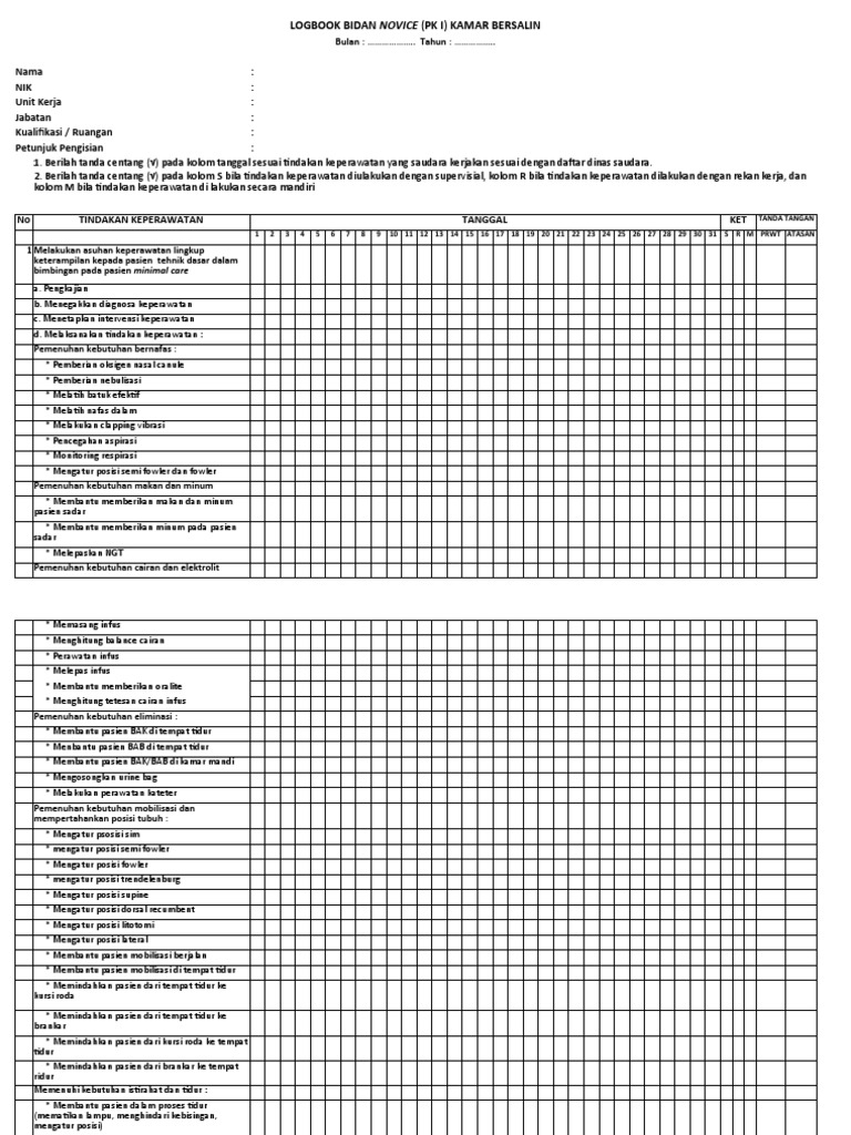 Logbook Bidan Klinik New | PDF