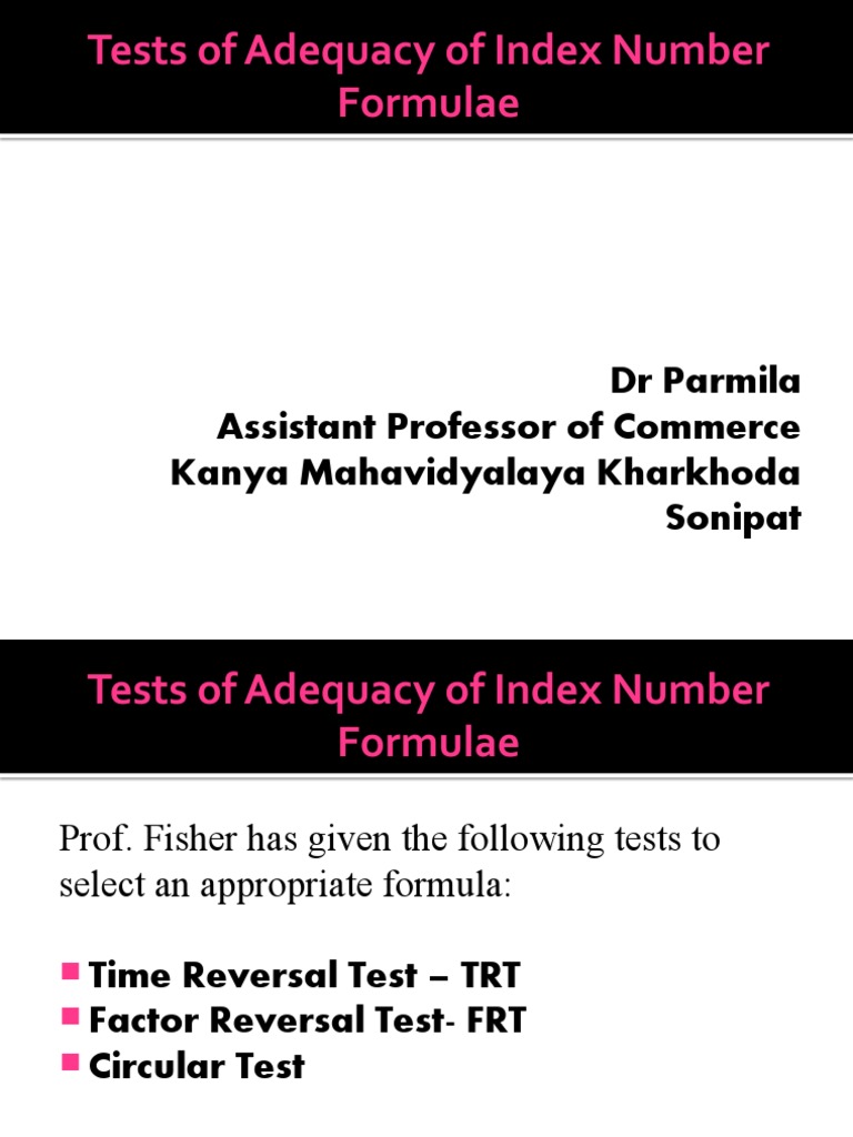 Tests of Adequacy of Index Number Formulae | PDF | Price Indices ...