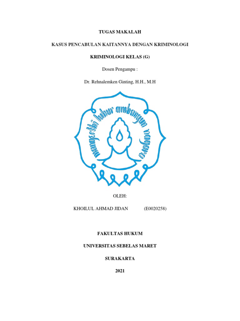 Khoilul Ahmad Jidan - E0020258 - Tugas Makalah Kriminologi G | PDF
