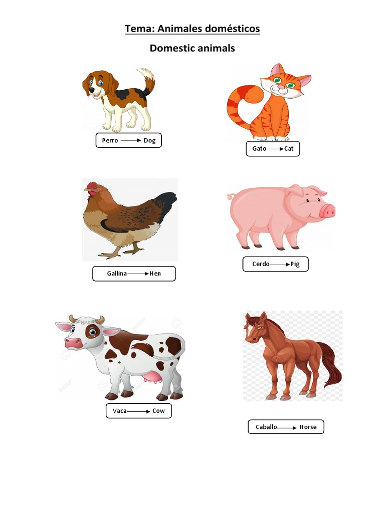 Animales Domesticos en Ingles | PDF
