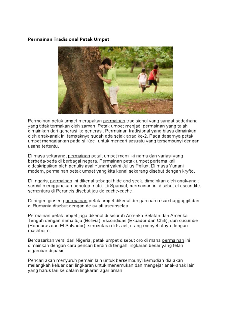 Permainan Tradisional Petak Umpet | PDF