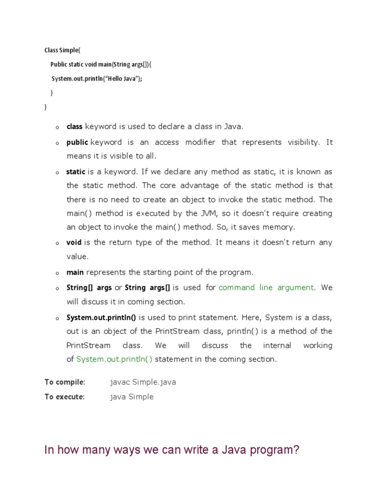 In How Many Ways We Can Write A Java Program? | Download Free PDF | Java (Programming Language ...