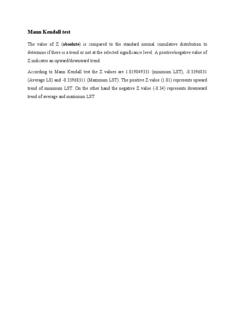 Mann Kendall Test | PDF