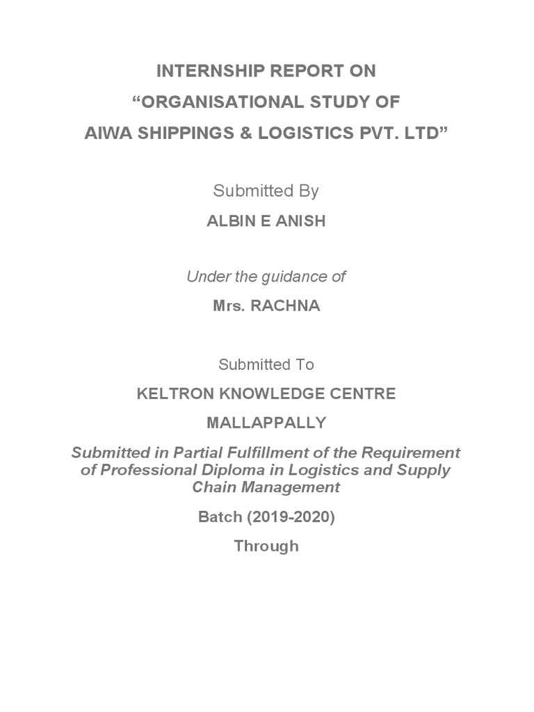 Internship Report On | PDF | Logistics | Supply Chain Management