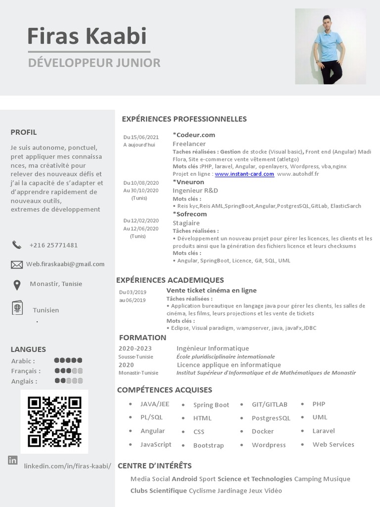 CV Firas | PDF | Java (Langage de programmation) | Âge de l'information