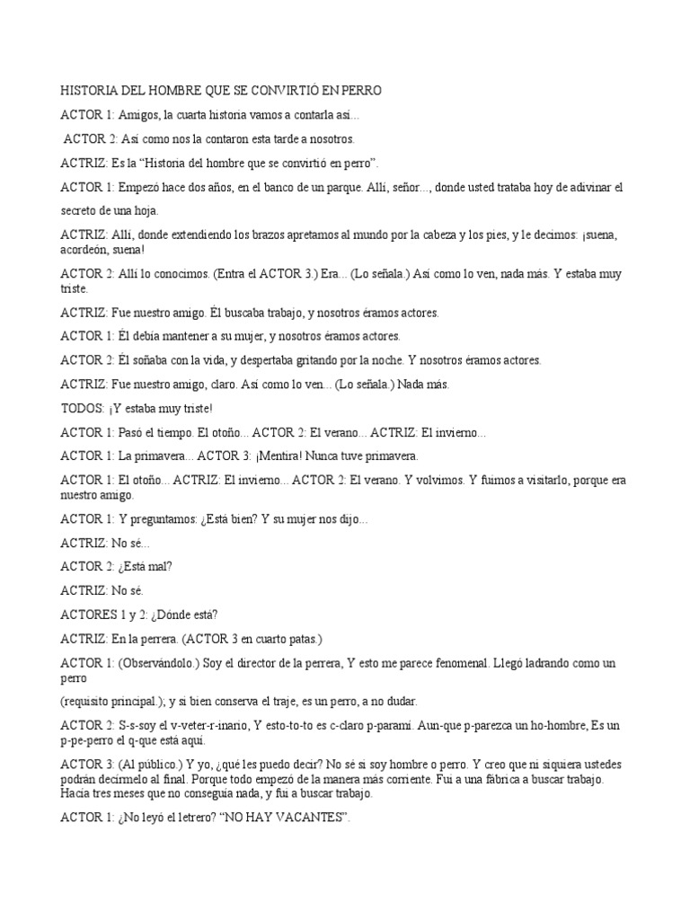 Historia Del Hombre Que Se Convirtió en Perro | PDF