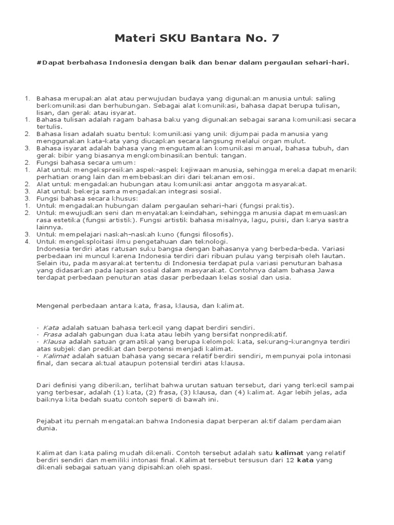Materi SKU Bantara No 7 | PDF