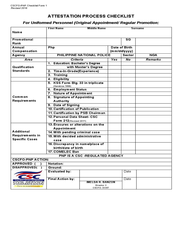 Attestation Process Checklist 2017 | PDF
