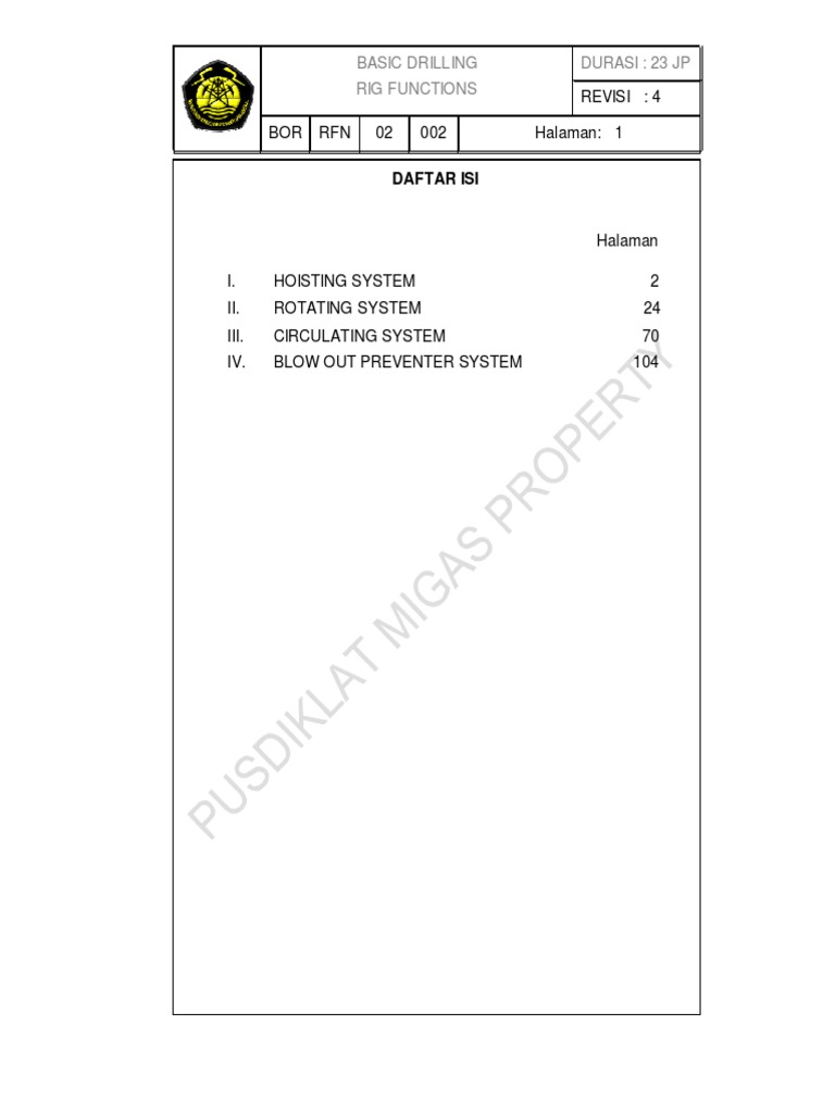 Fungsi Utama Sistem Rig Pengeboran | PDF