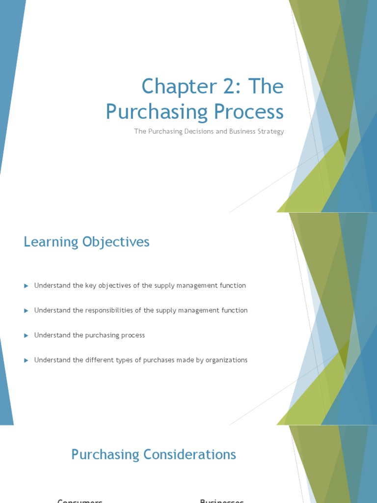 Chapter 2 - The Purchasing Process | PDF | Supply Chain | Strategic ...