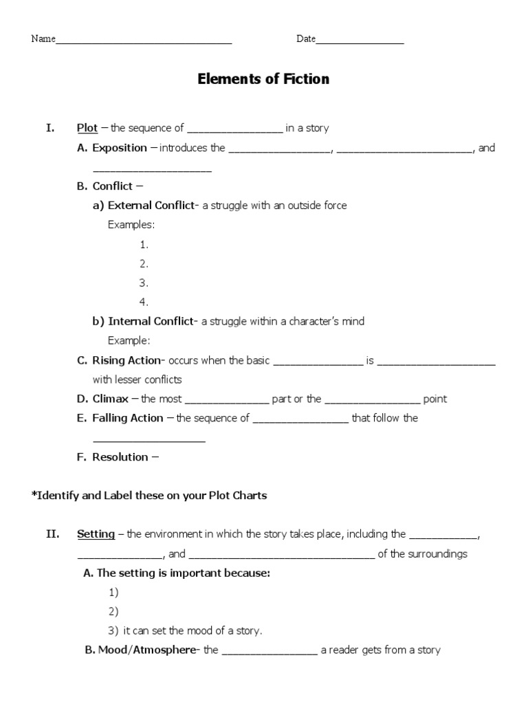 Elements of Fiction Guided Notes | PDF | Narration