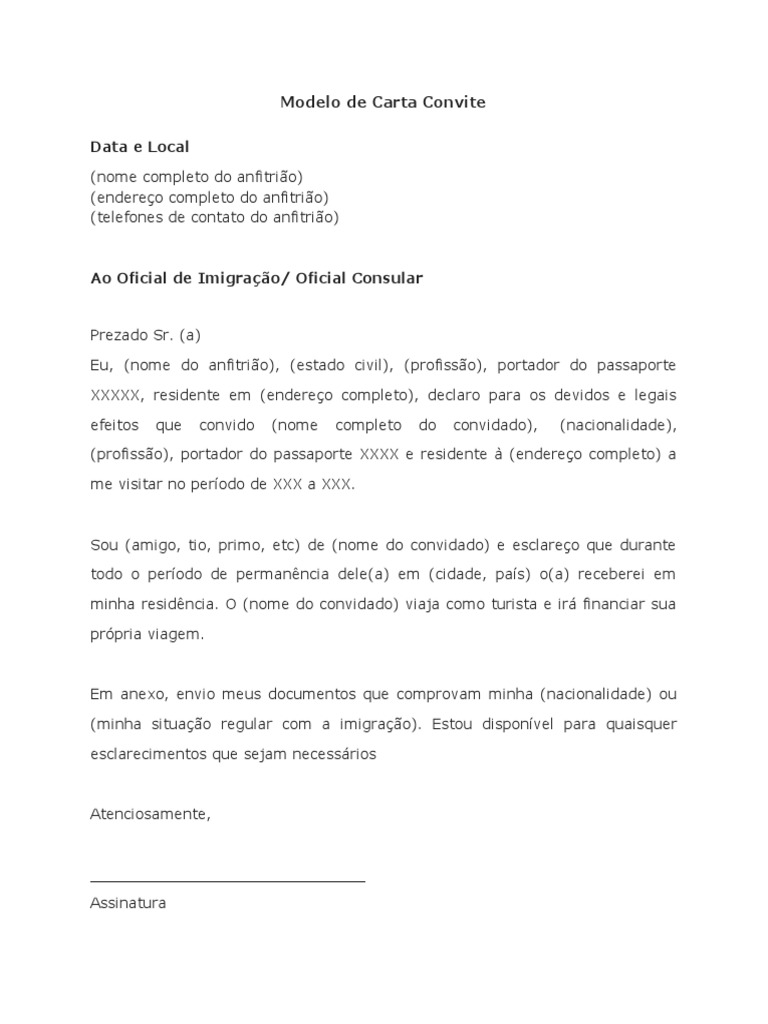 Modelo de Carta Convite | PDF