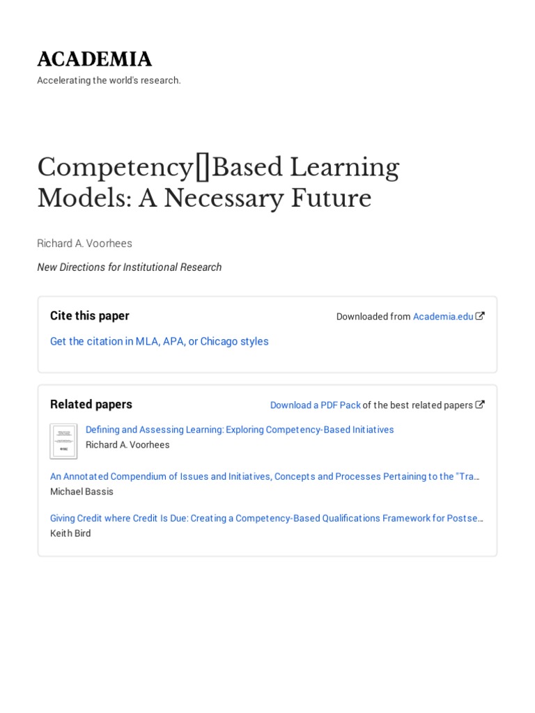 Voorhees2001 - Competency-Based Learning Models - A Necessary Future ...