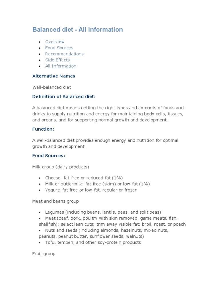 Balanced Diet | PDF | Healthy Diet | Dieting