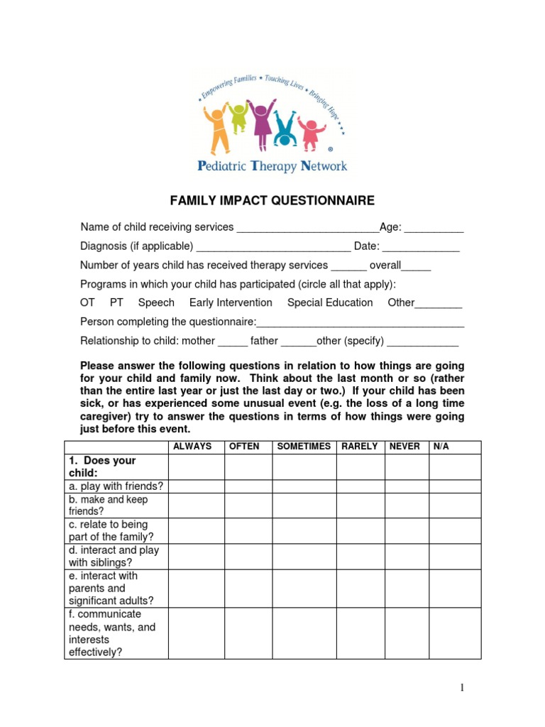 Family Impact Questionnaire | PDF | Living Arrangements | Human Life Stages