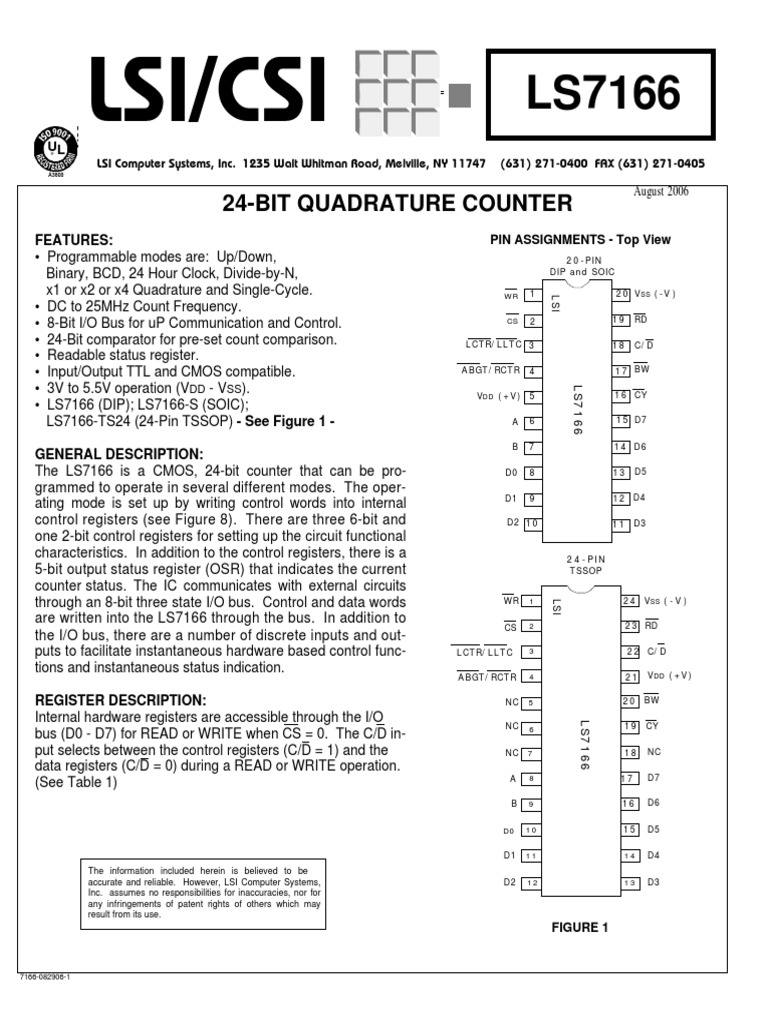 Lsi/Csi: 24-Bit Quadrature Counter | PDF | Electricity | Digital ...