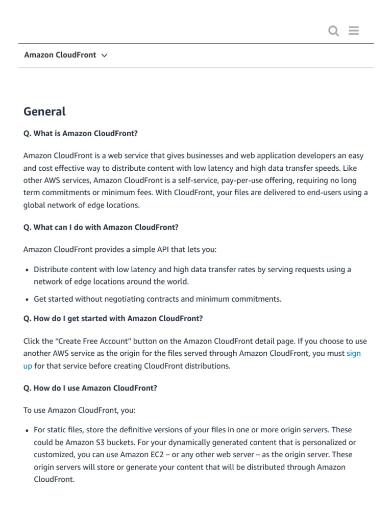 Amazon Cloudfront Faqs: General | PDF | Transport Layer Security | I Pv6