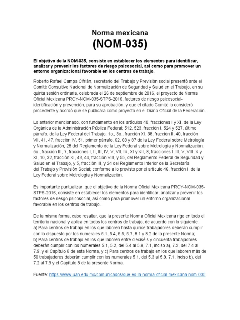 Nom 035 | PDF | Gobierno