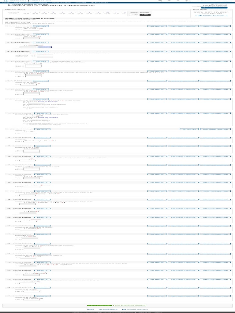 Practica Extra - MODULO 2 - C Lculo I, Section 50, Fall 2021 WebAssign | PDF | Derivado ...