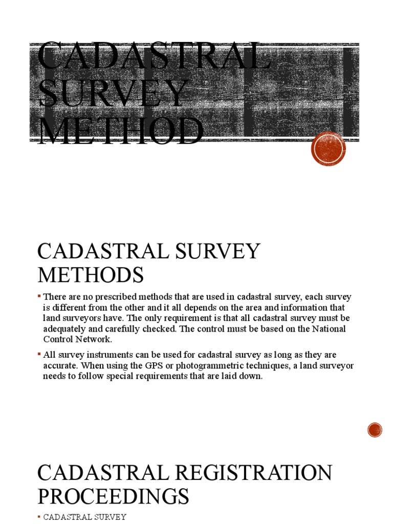 Cadastral Survey Guidelines : Approved cadastral survey dataset ...