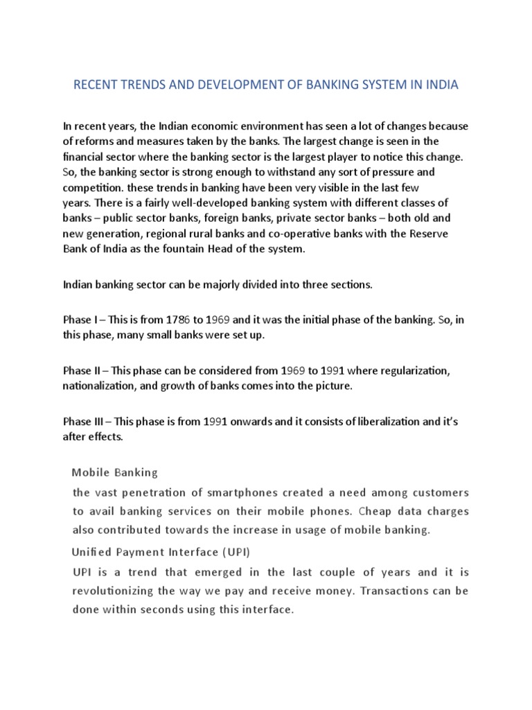 Recent Trends and Development of Banking System | PDF | Electronic Data ...