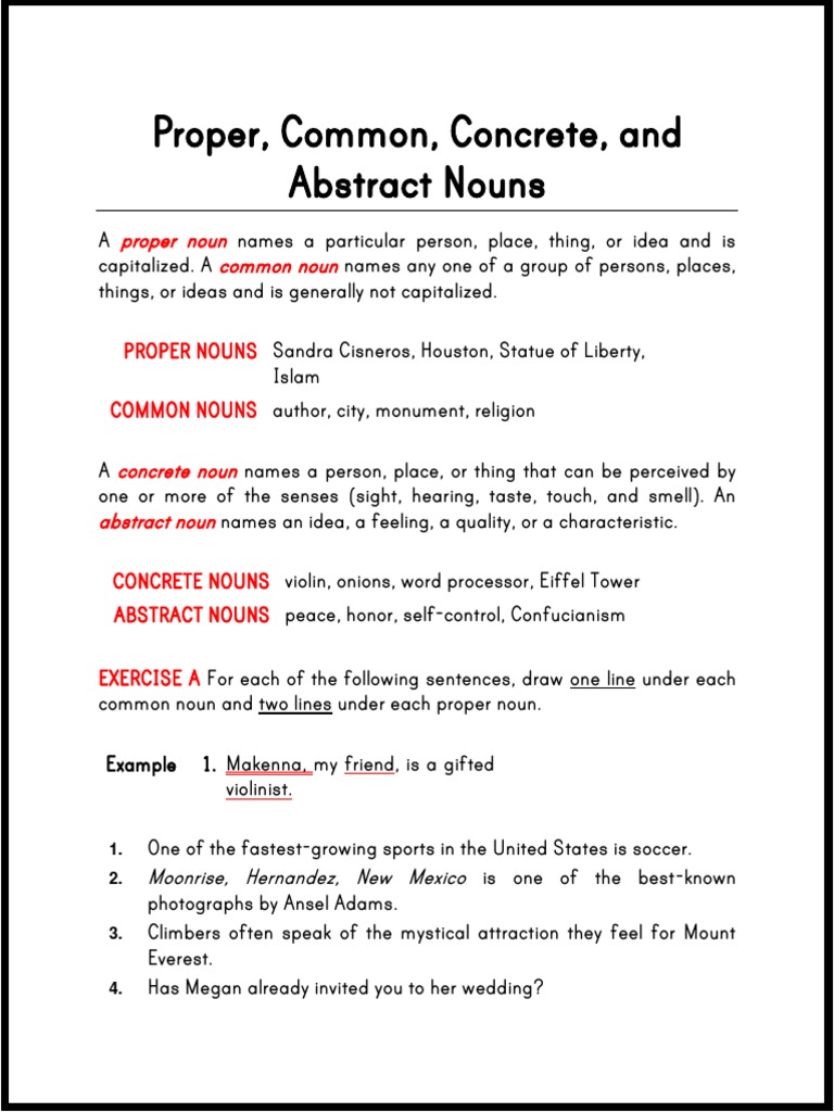 Noun Types: Proper, Common, Concrete, Abstract | PDF | Travel ...