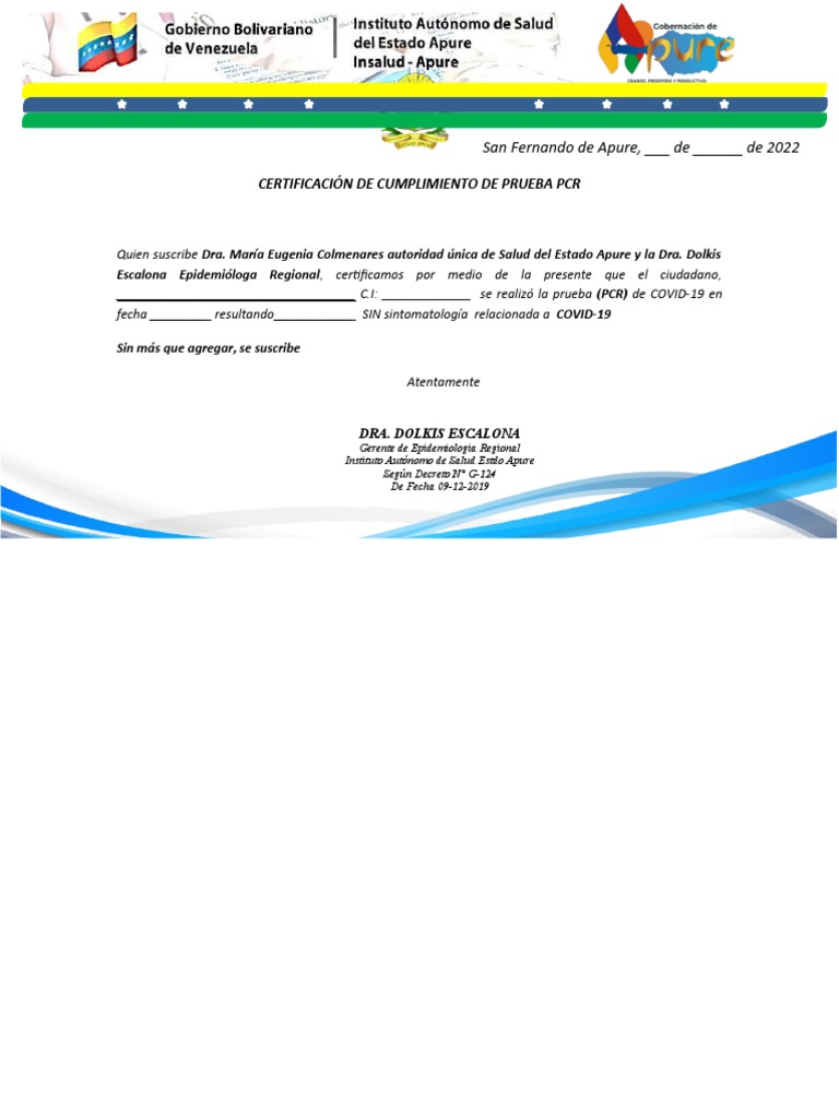Certificación PCR Negativo COVID-19 | PDF