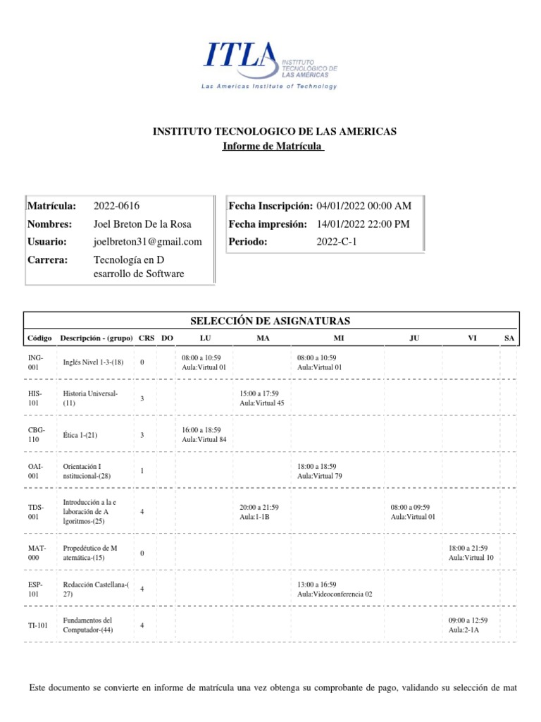 Itla Horario | PDF