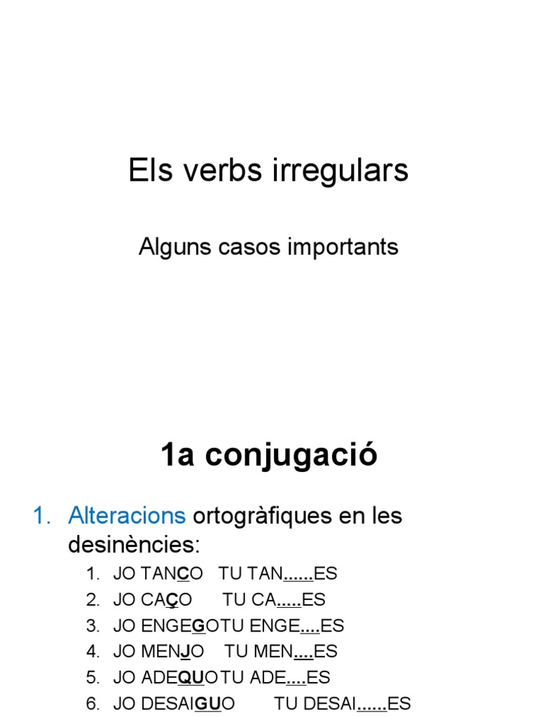 Els Verbs Irregulars - Exercici Alumnat | PDF