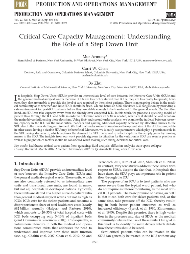 Critical Care Capacity Management Understandingthe Role of A Step Down ...