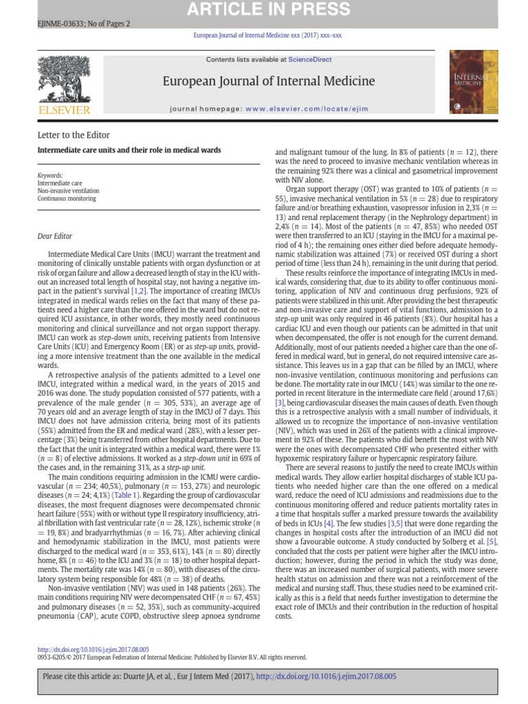 Intermediate Care Units and Their Role in Medical Wards | PDF ...