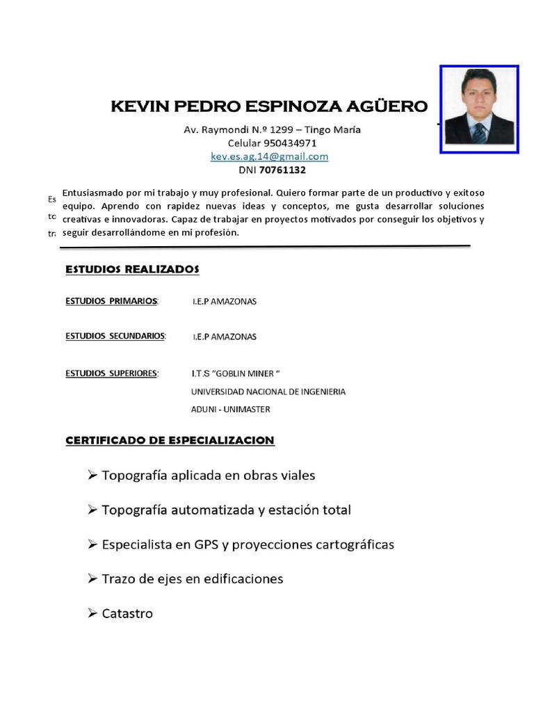 CV Kevin 2022 Actualizado Enviar | PDF