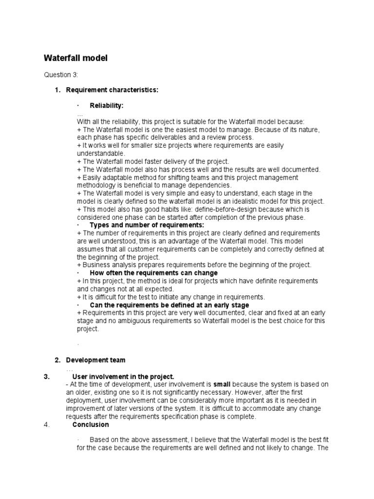 Waterfall Model: 1. Requirement Characteristics: Reliability | Download ...