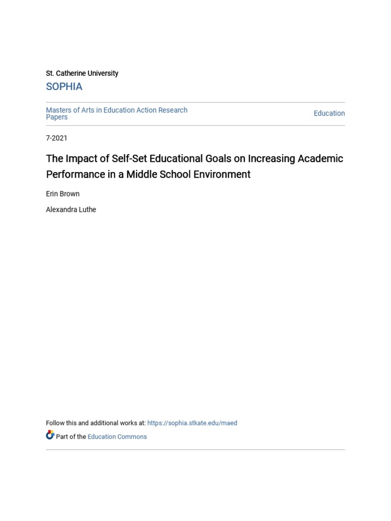 Self-Set Goals Boost Middle School Performance | PDF | Goal | Goal Setting