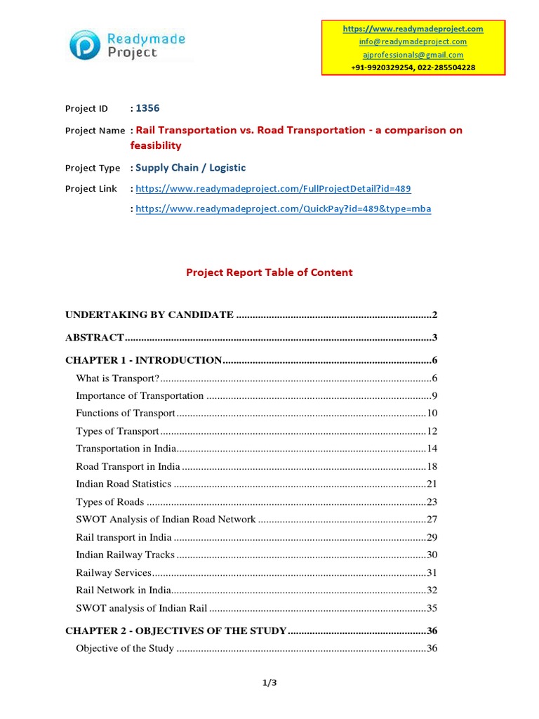 Rail Transportation vs. Road Transportation - A Comparison On ...