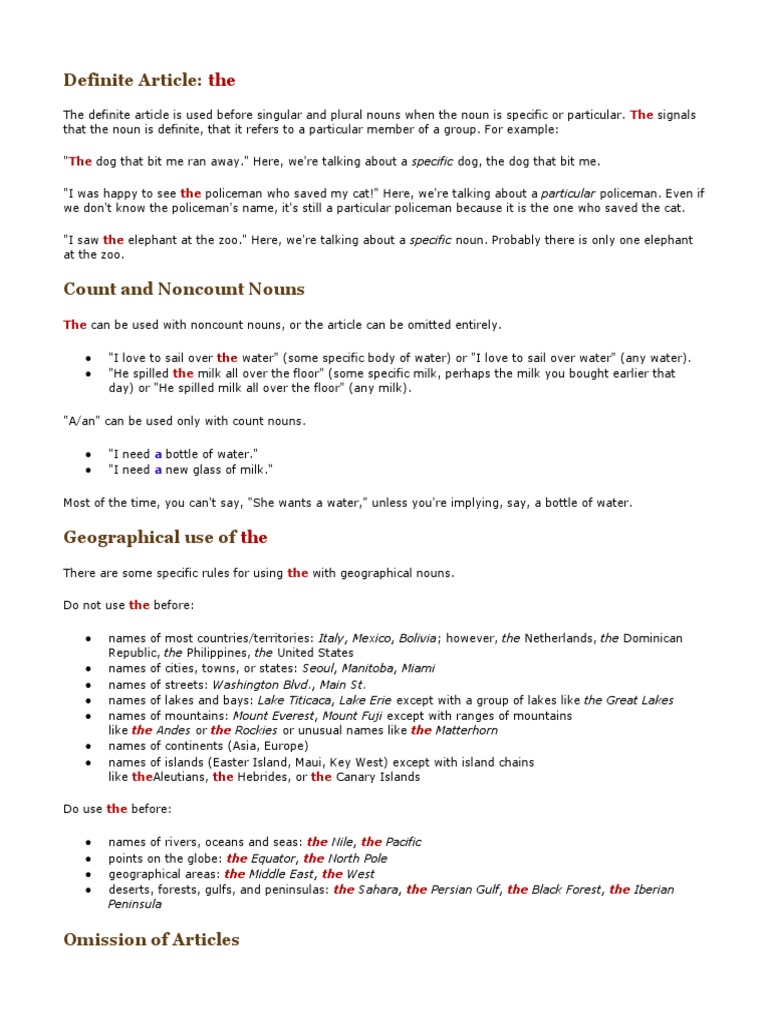 Definite Article For IELTS Students | PDF | Noun | Verb