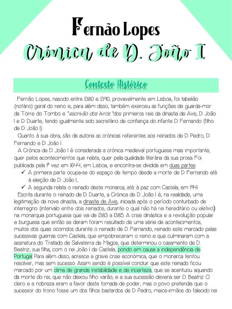 Fernão Lopes Resumos | PDF | Monarquia
