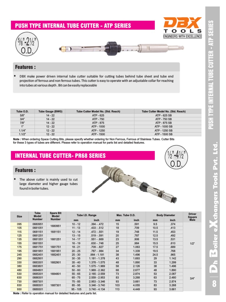Push Type Internal Tube Cutter ATP Series & PR68 Series | PDF ...