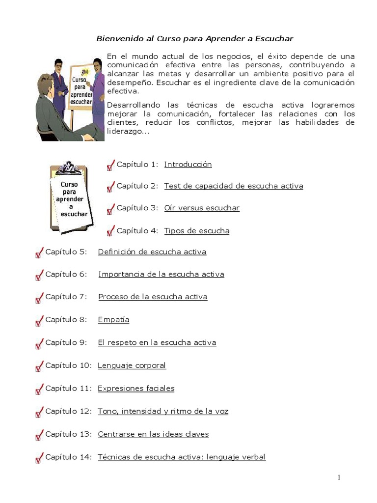 Curso para Aprender A Escuchar 1 - 2 | PDF | Comunicación ...